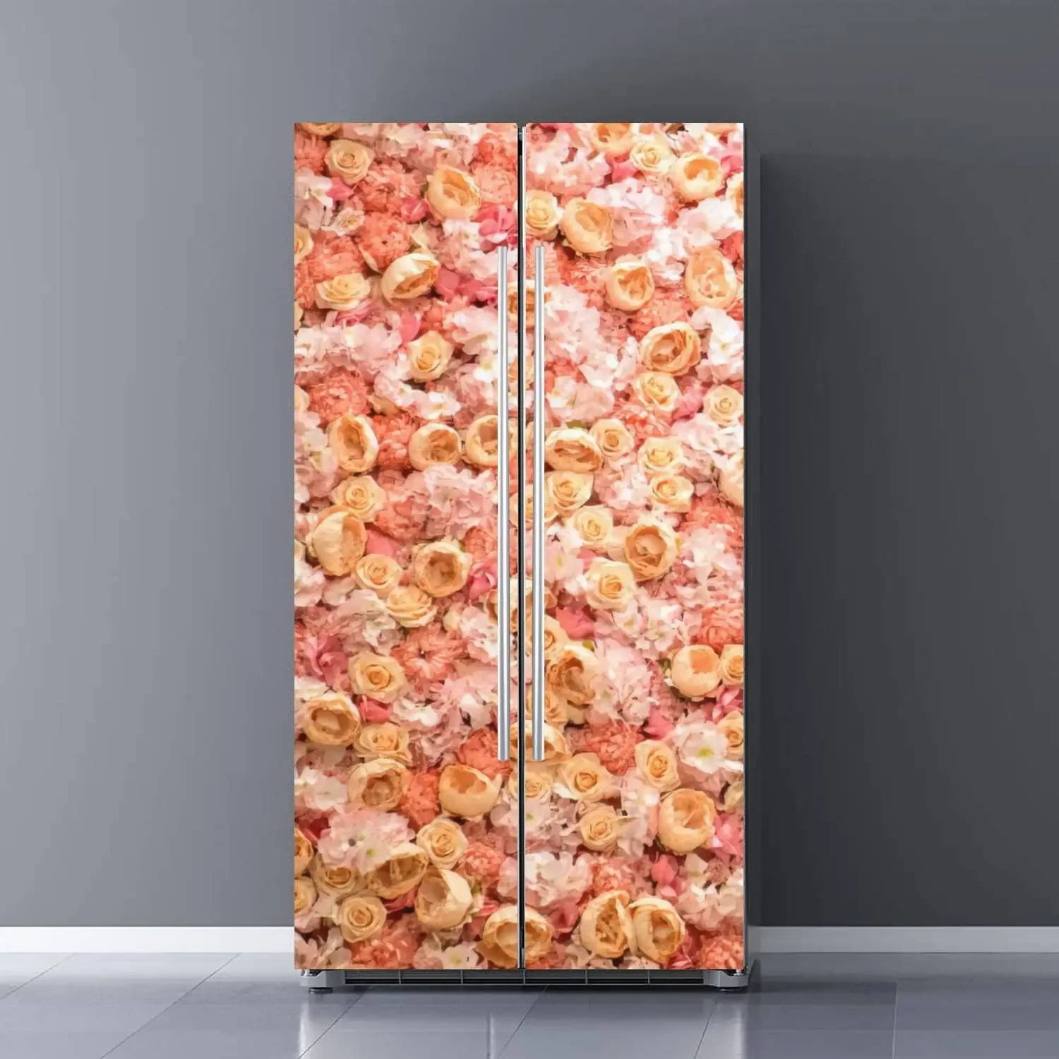Colorful Rose Refrigerator Stick Pink Romantic Flowers Fridge Sticker ...