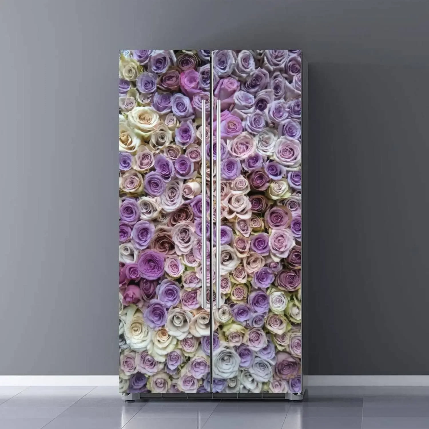 Colorful Rose Refrigerator Stick Pink Romantic Flowers Fridge Sticker ...