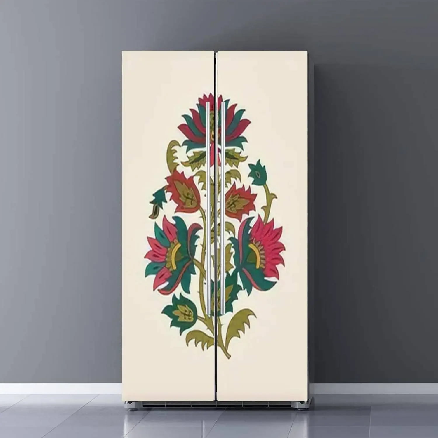 Colorful Rose Refrigerator Stick Pink Romantic Flowers Fridge Sticker ...