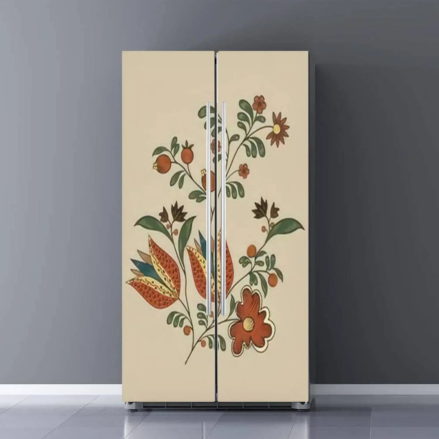 Colorful Rose Refrigerator Stick Pink Romantic Flowers Fridge Sticker ...