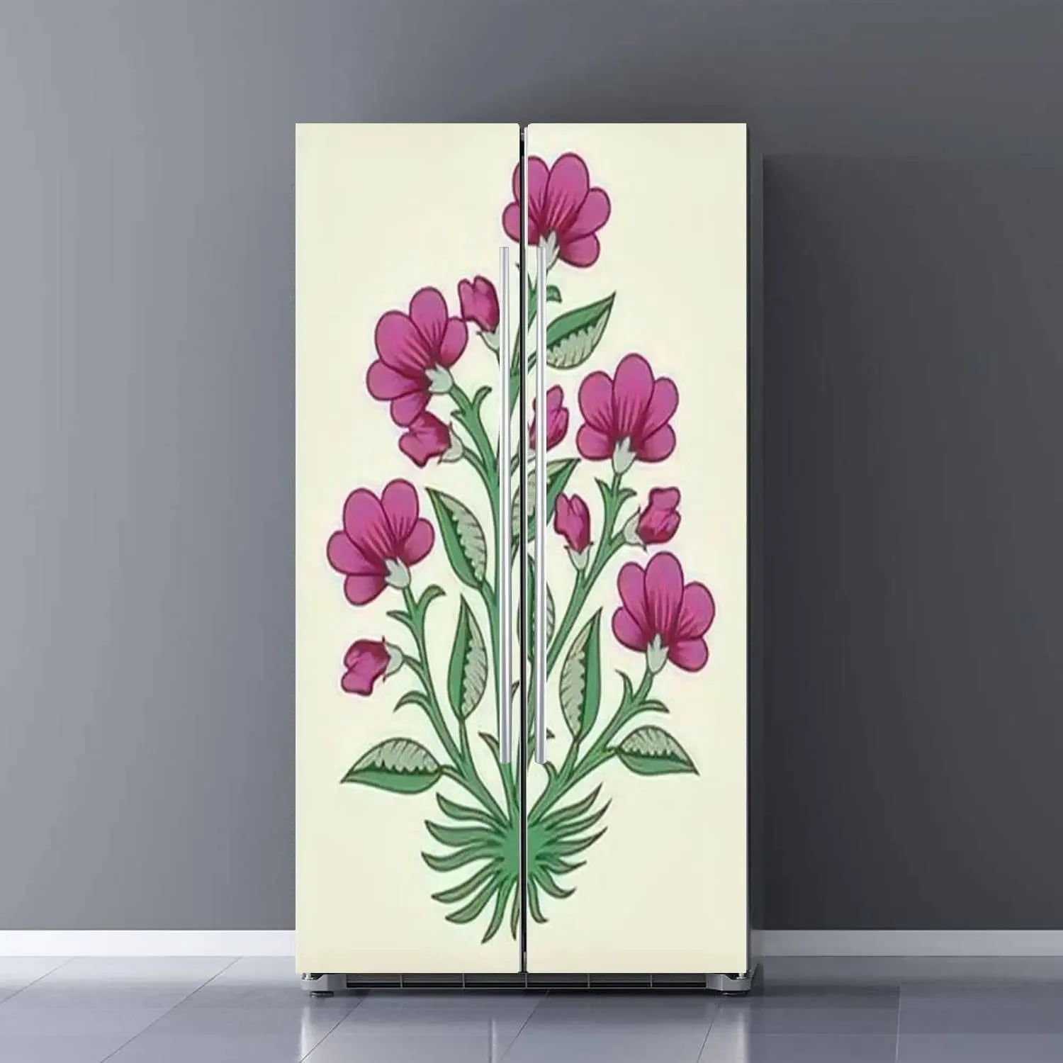 Colorful Rose Refrigerator Stick Pink Romantic Flowers Fridge Sticker ...