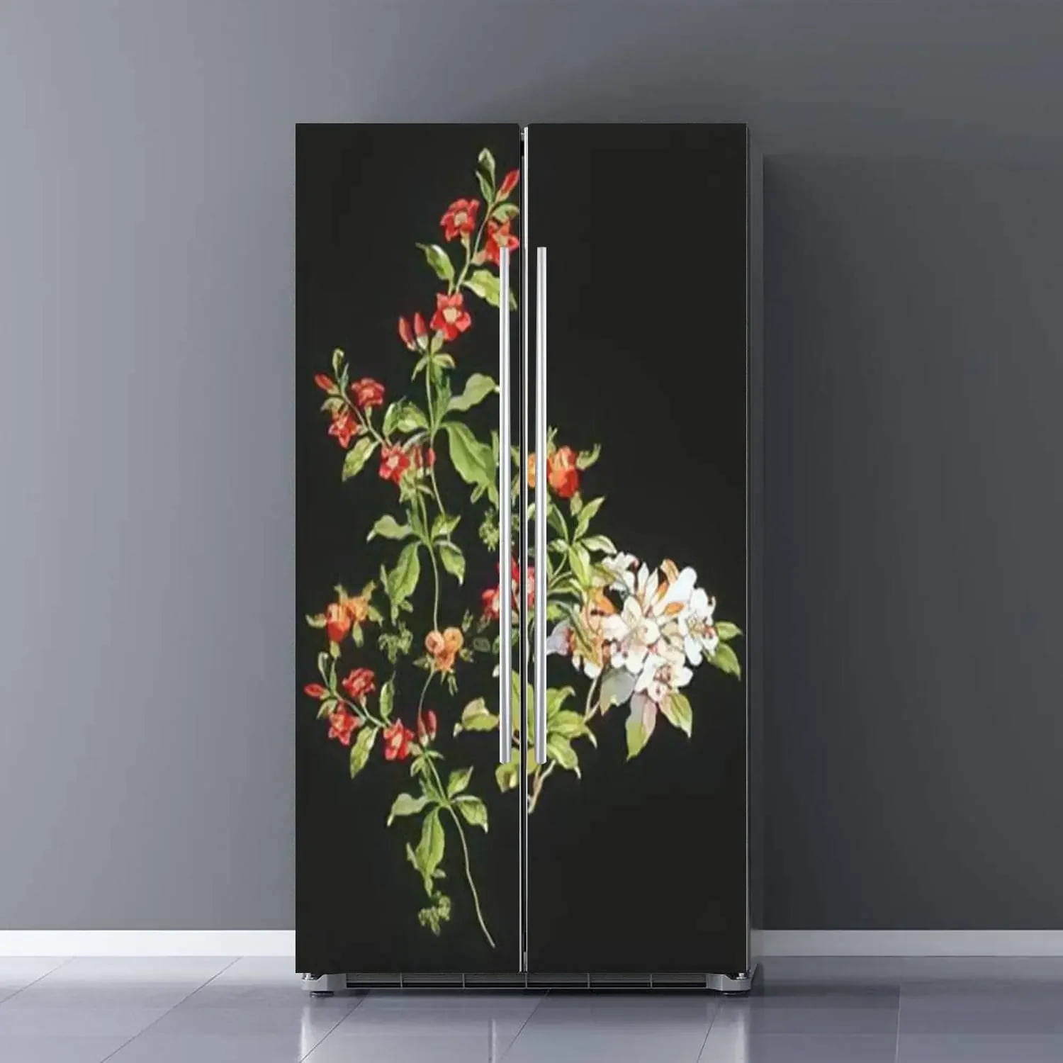 Colorful Rose Refrigerator Stick Pink Romantic Flowers Fridge Sticker ...