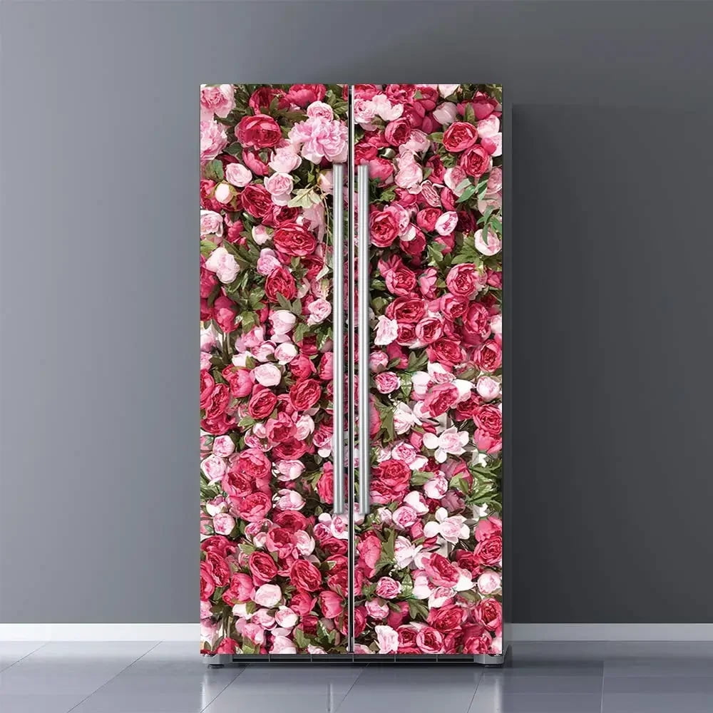 Colorful Rose Refrigerator Stick Pink Romantic Flowers Fridge Sticker ...