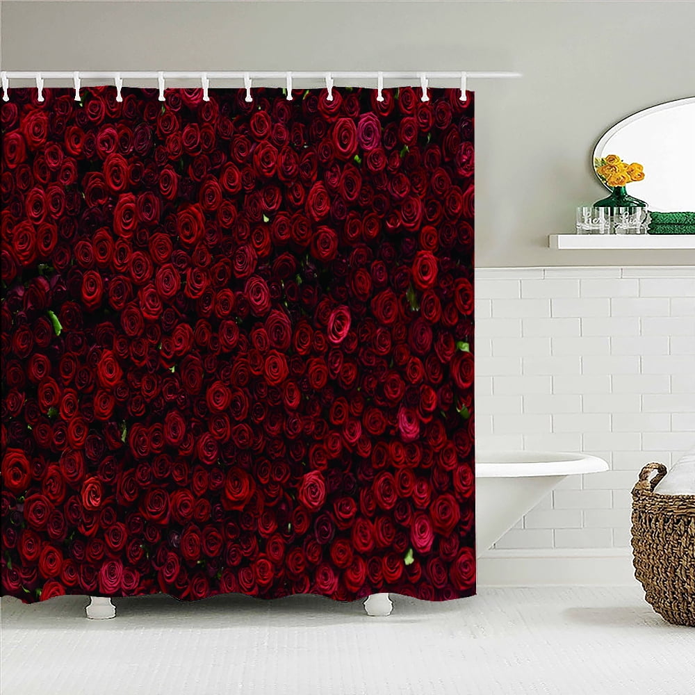 Colorful Rose Tulip Flowers Trees Shower Curtain Bathroom Curtains ...