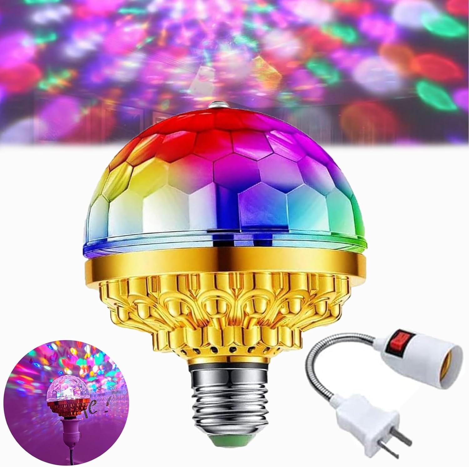 Colorful Rotating Magic Ball Light，2026NEW Colorful Rotating Disco Ball ...