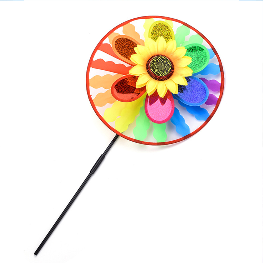 Colorful Rotating Windmill Sequin Sun Flower Pinwheels Outdoor Garden ...