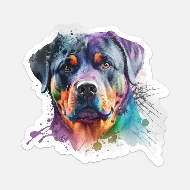 Colorful Rottweiler Dog Head Sticker Phone Decal Water Bottle Stickers ...