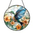 Colorful Round Hummingbird Stained Glass Suncatcher Window Hanging Art ...