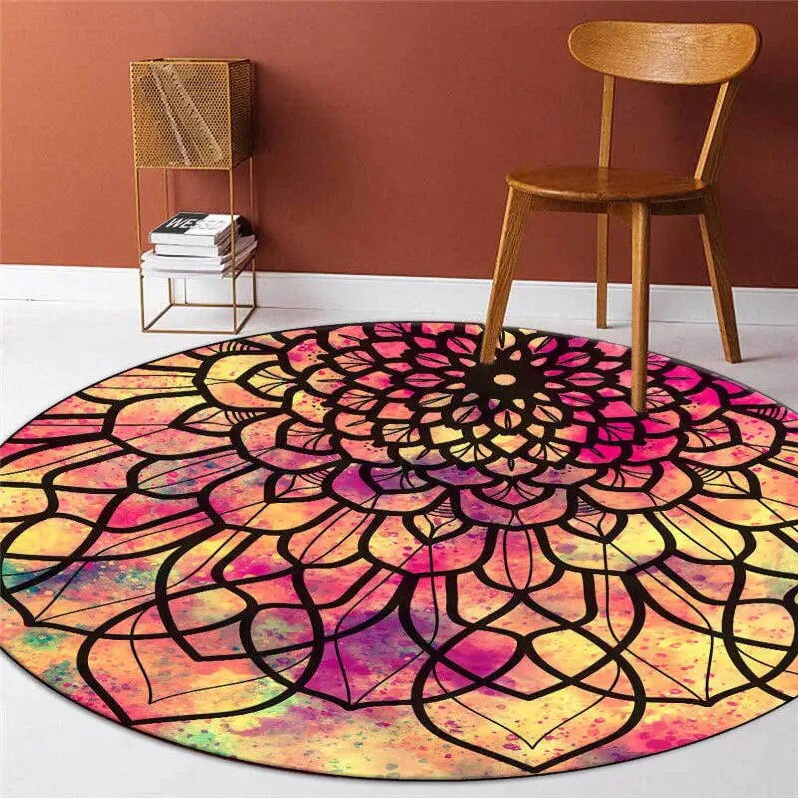 Colorful Round Mandala Washable Mat for Floor Bohemia Ethnic Rug for ...