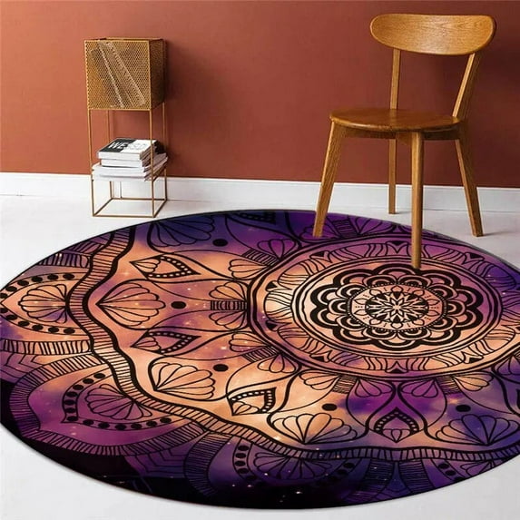 Colorful Round Mandala Washable Mat for Floor Bohemia Ethnic Rug for ...