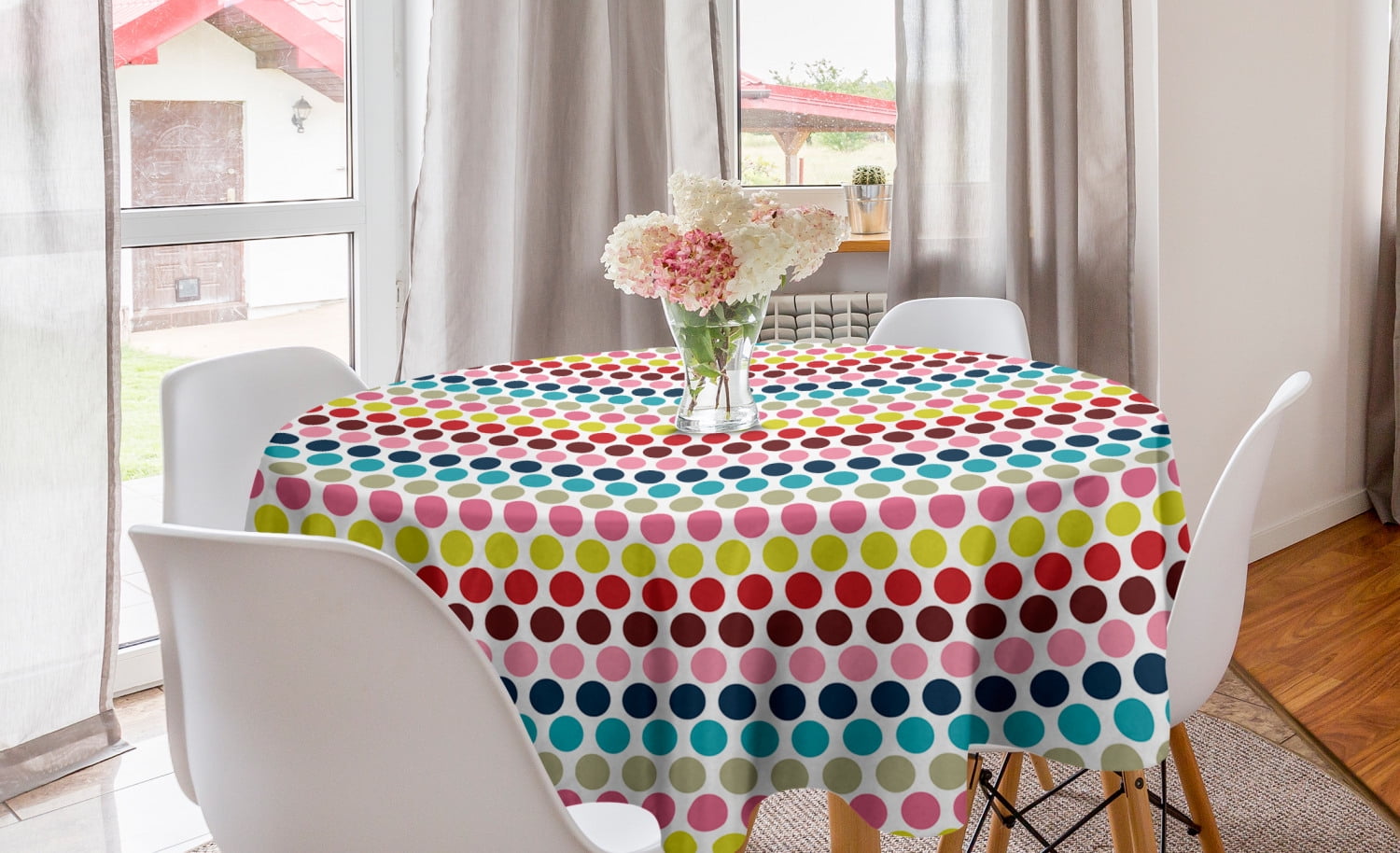 Colorful Round Tablecloth, Simplistic Concept of Colorful Rounds on a ...