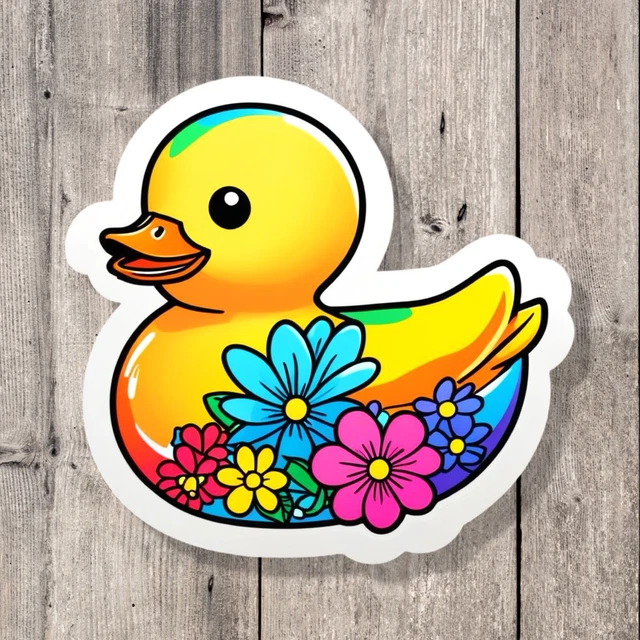 Colorful Rubber Duck Vinyl Sticker Laptop Sticker Water Bottle Sticker ...
