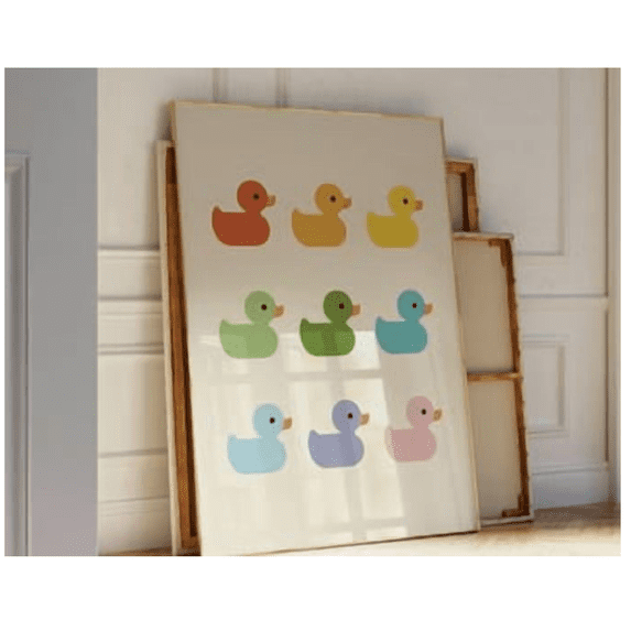 Colorful Rubber Ducks Poster Bath Toys Wall Art Joyful Bathroom Wall ...