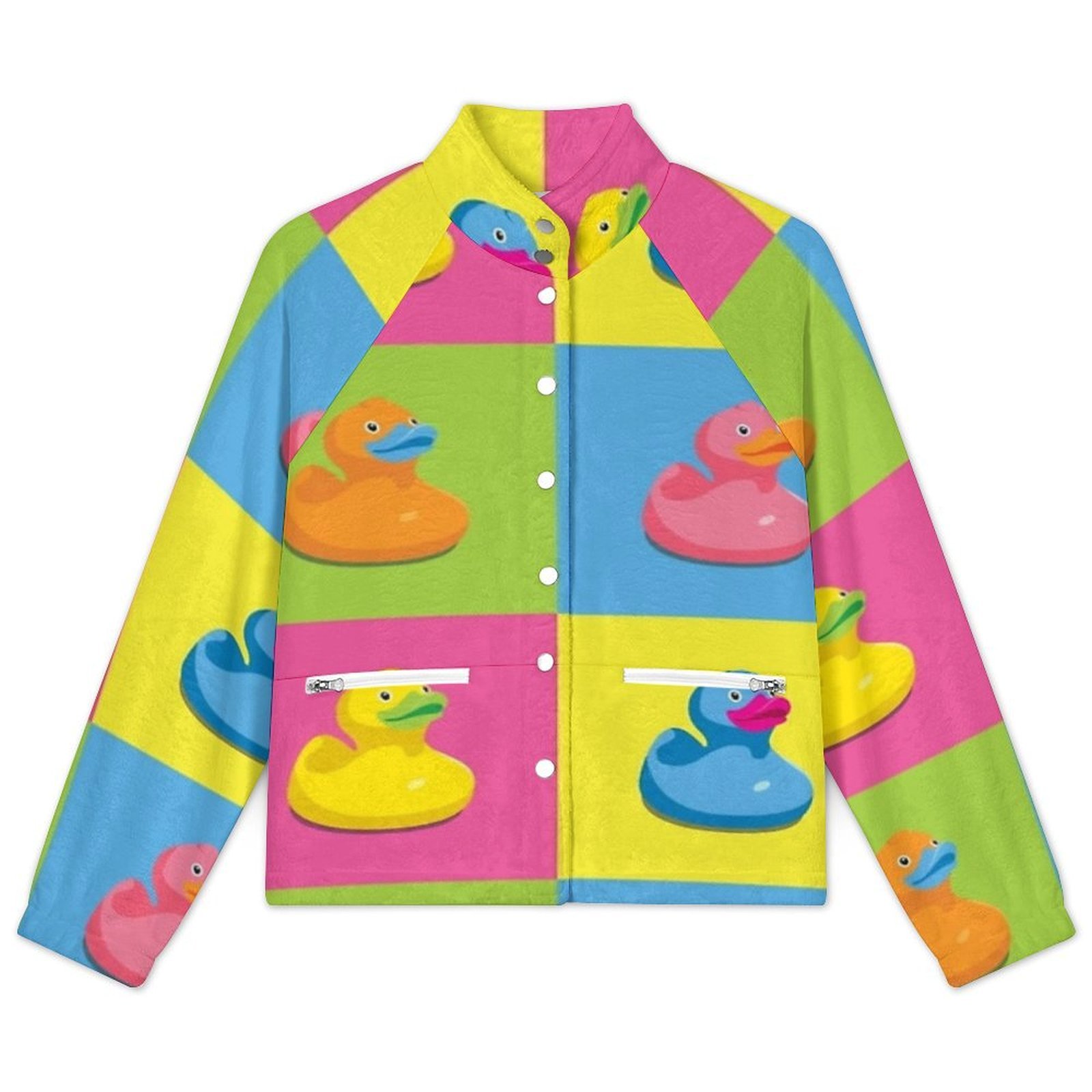 Colorful Rubber Ducks Warm Plush Jacket Women Autumn Winter Long Sleeve ...