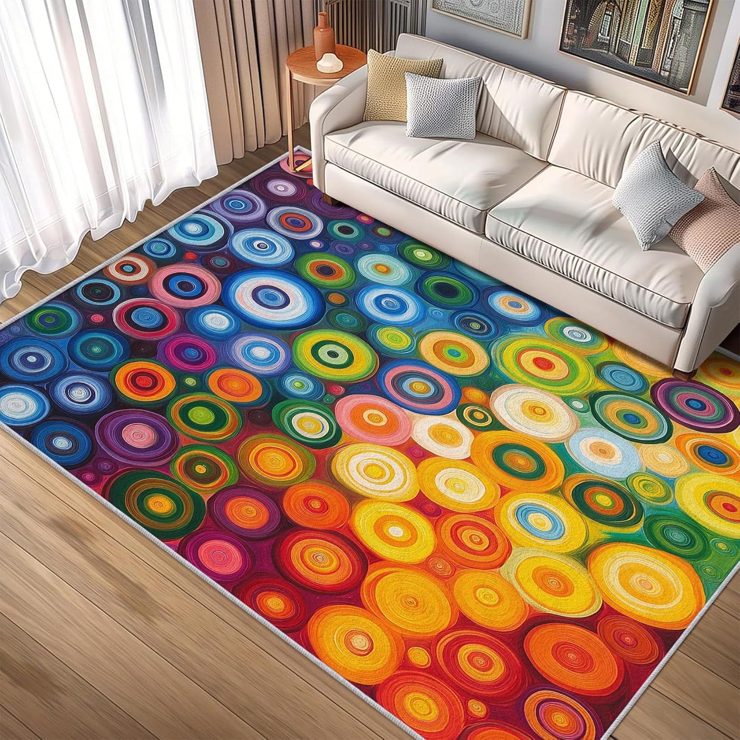 Colorful Rugs for Living Room, Circle Pattern Pattern Design Area Rug ...
