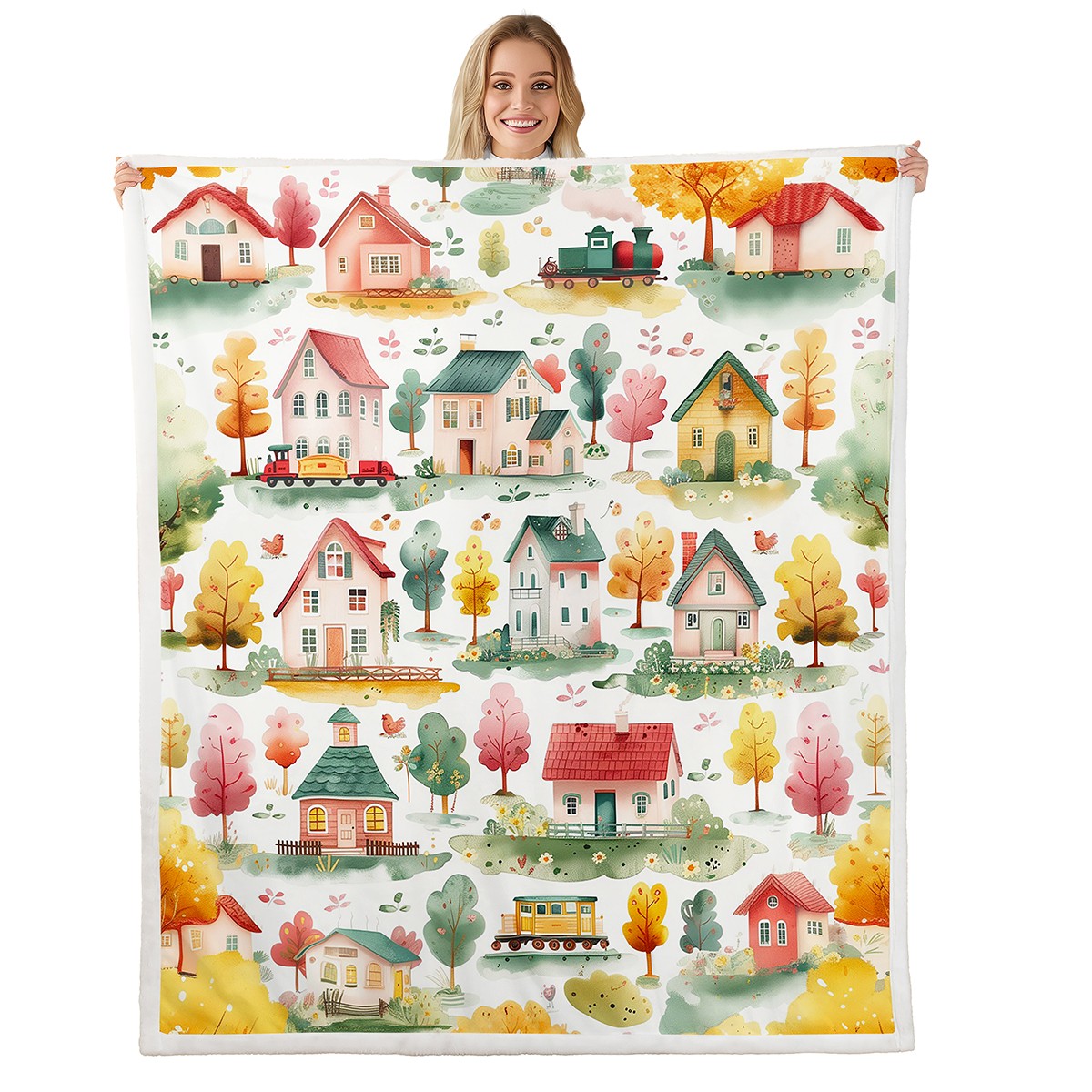 Colorful Rustic Throw 50"X60" Fleece Blanket Lodge Cabin Country Farm ...