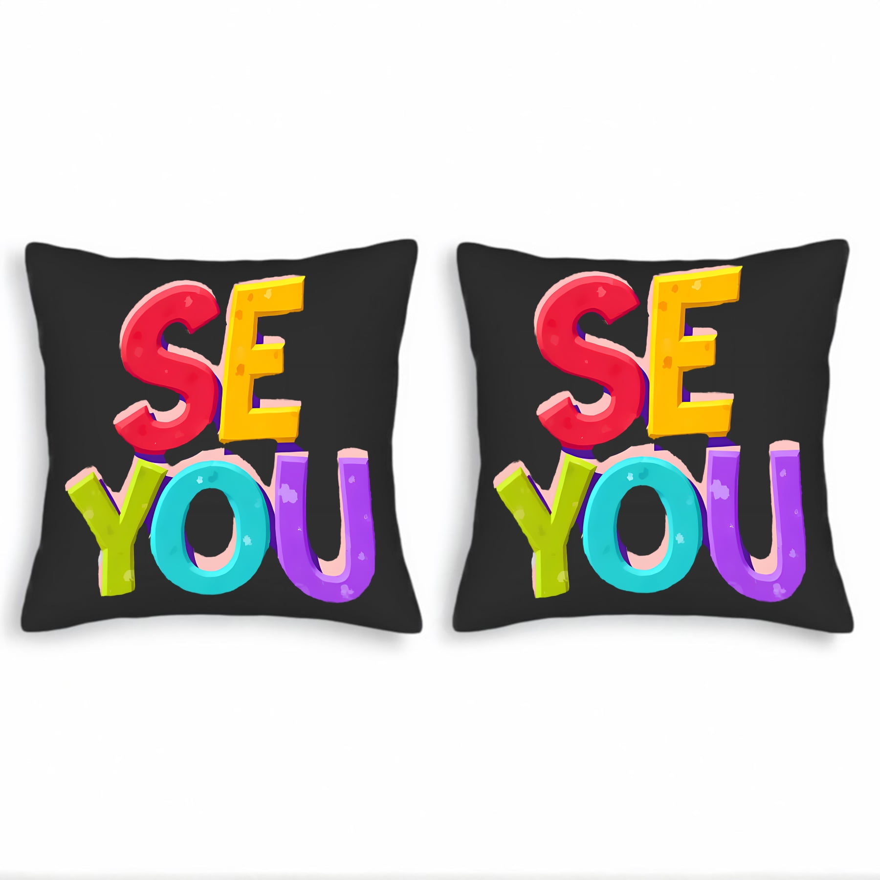 Colorful ' SEE YOU ' Throw Pillow Covers 18x18in Set of 2 Vibrant ...