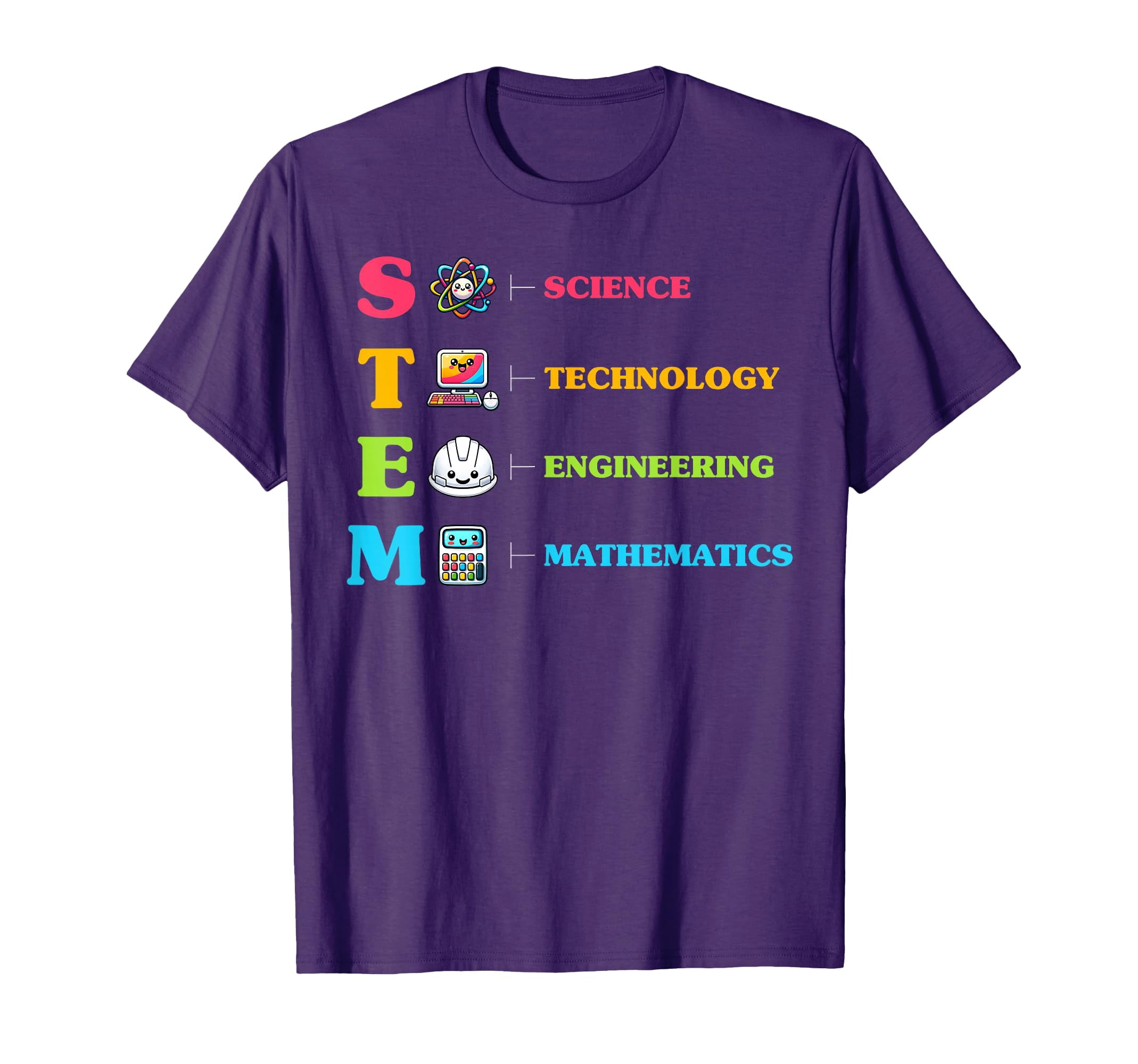 Colorful STEM Science Technology Engineering Math T-Shirt for Geek and ...