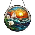 Colorful Sailboat Stained Glass Suncatcher – Ocean View Window Hanging ...