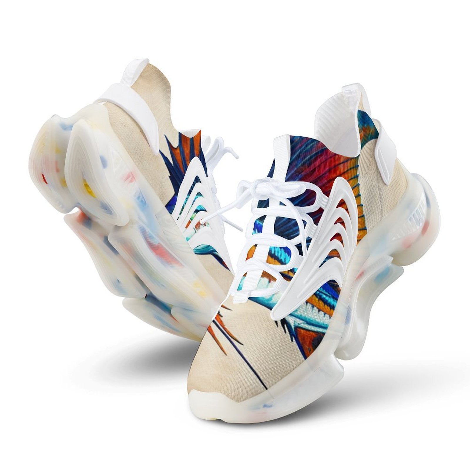Colorful Sailfish Art Print Walking Shoes for Men Woman Lightweight ...
