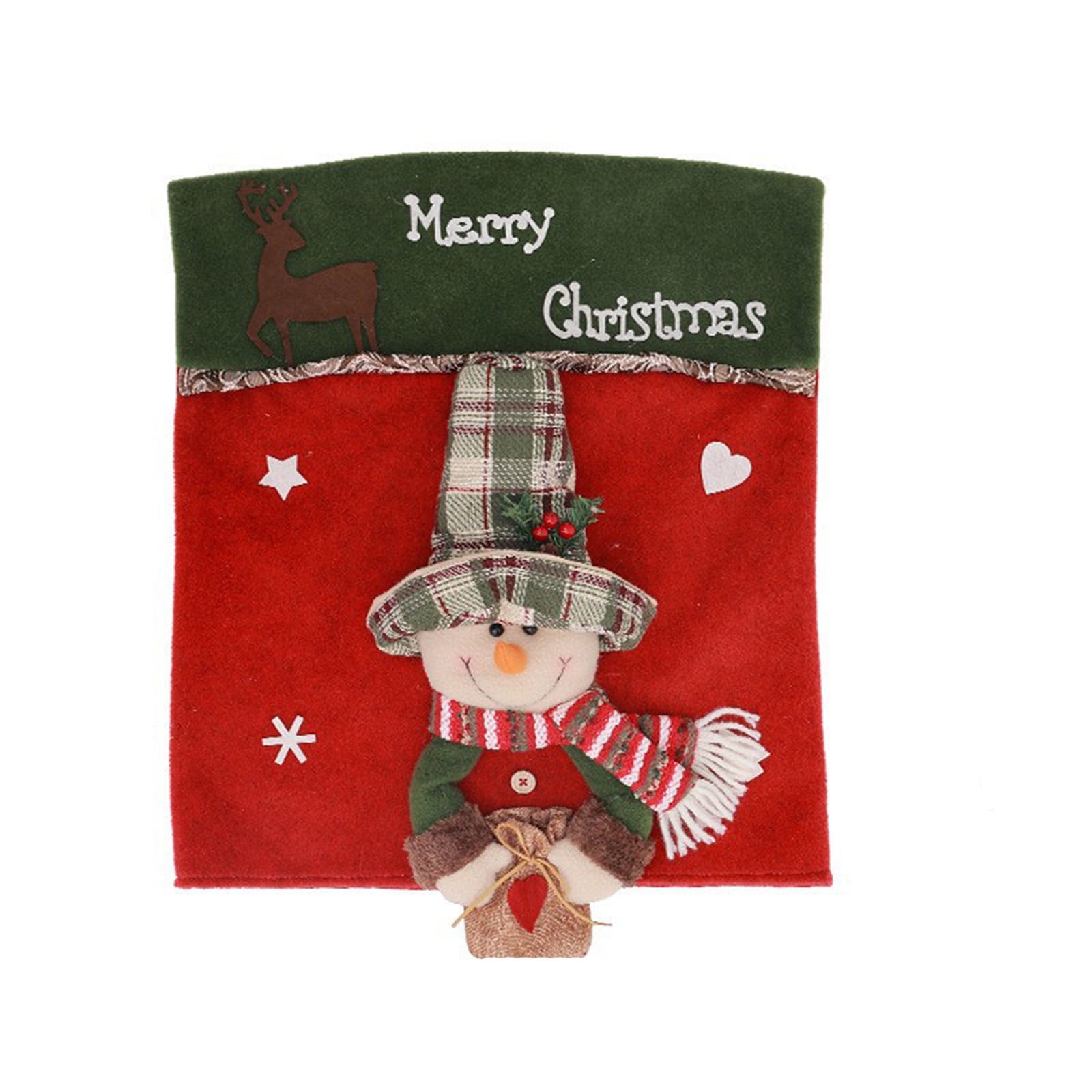Colorful Santa Claus Snowman And Elk Hooded Chair Covers, Short Plush ...