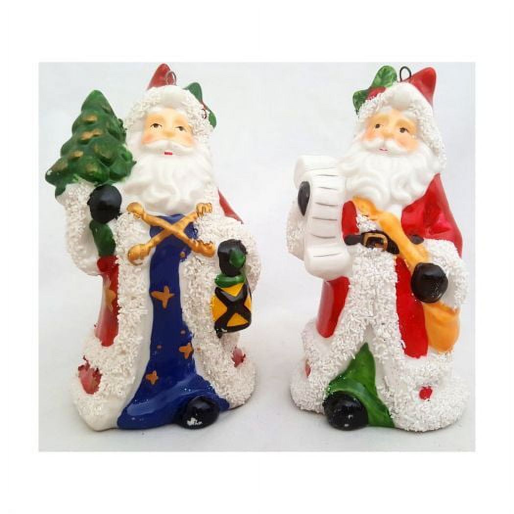 Colorful Santas Ceramic Figurine Ornament Set 5 - Walmart.com