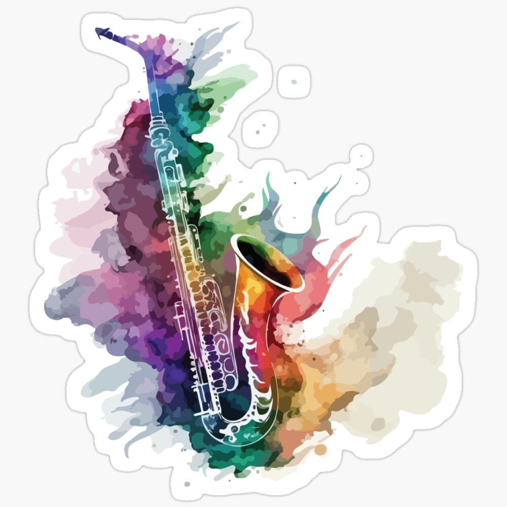 Colorful Saxophone Sticker Phone Decal Water Bottle Stickers Car Decals ...