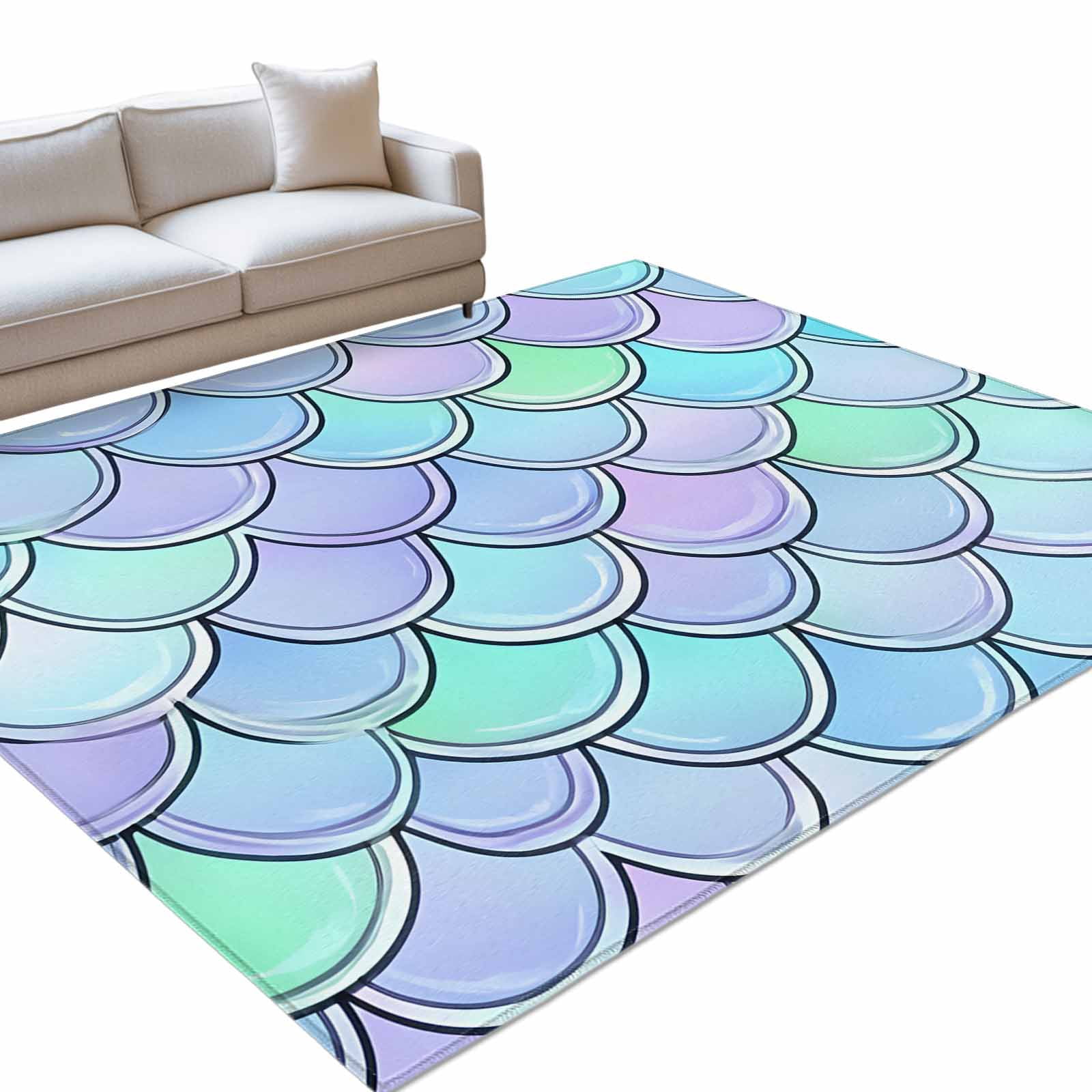 Colorful Scales Area Rugs 3x5ft Blue Green Teal Fish Scales Ocean Floor ...