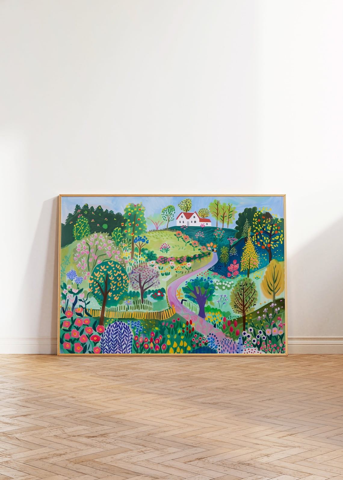 Colorful Scenery Wall Art, Flower Garden Landscape, Bright Summer ...