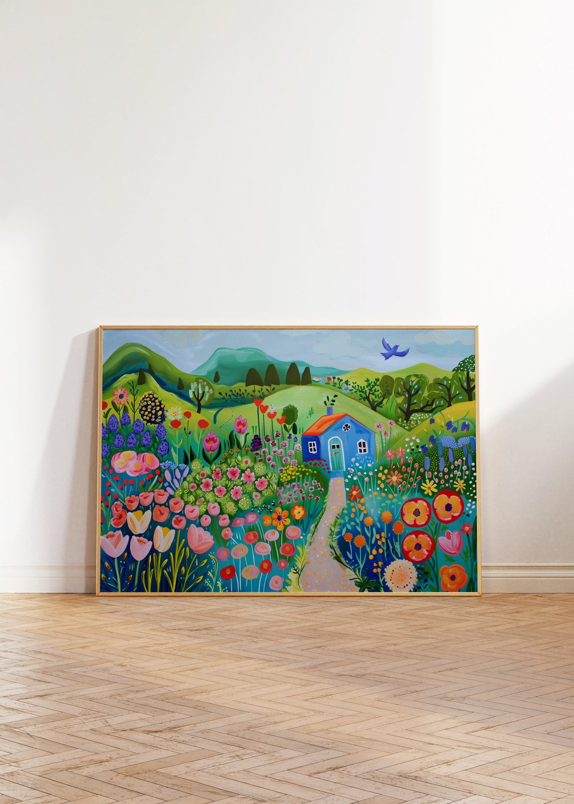 Colorful Scenery Wall Art, Flower Garden Landscape, Bright Summer ...