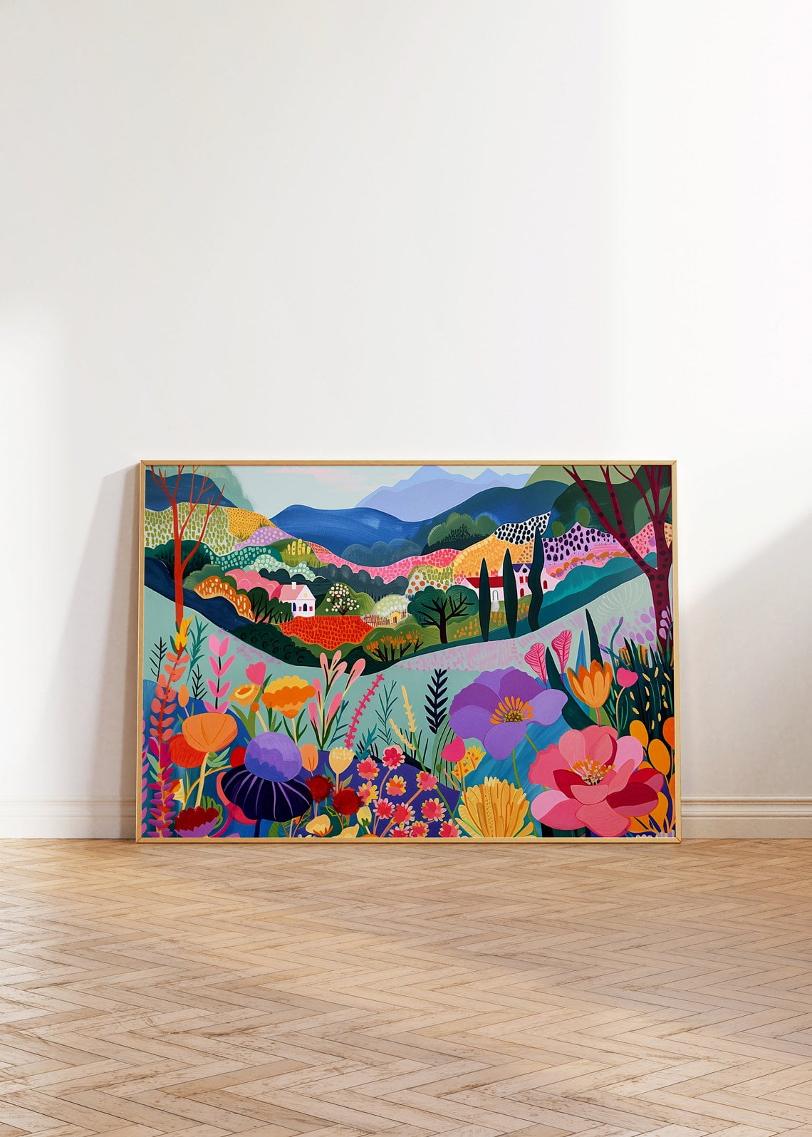 Colorful Scenery Wall Art, Flower Landscape Decor, Bright Summer ...