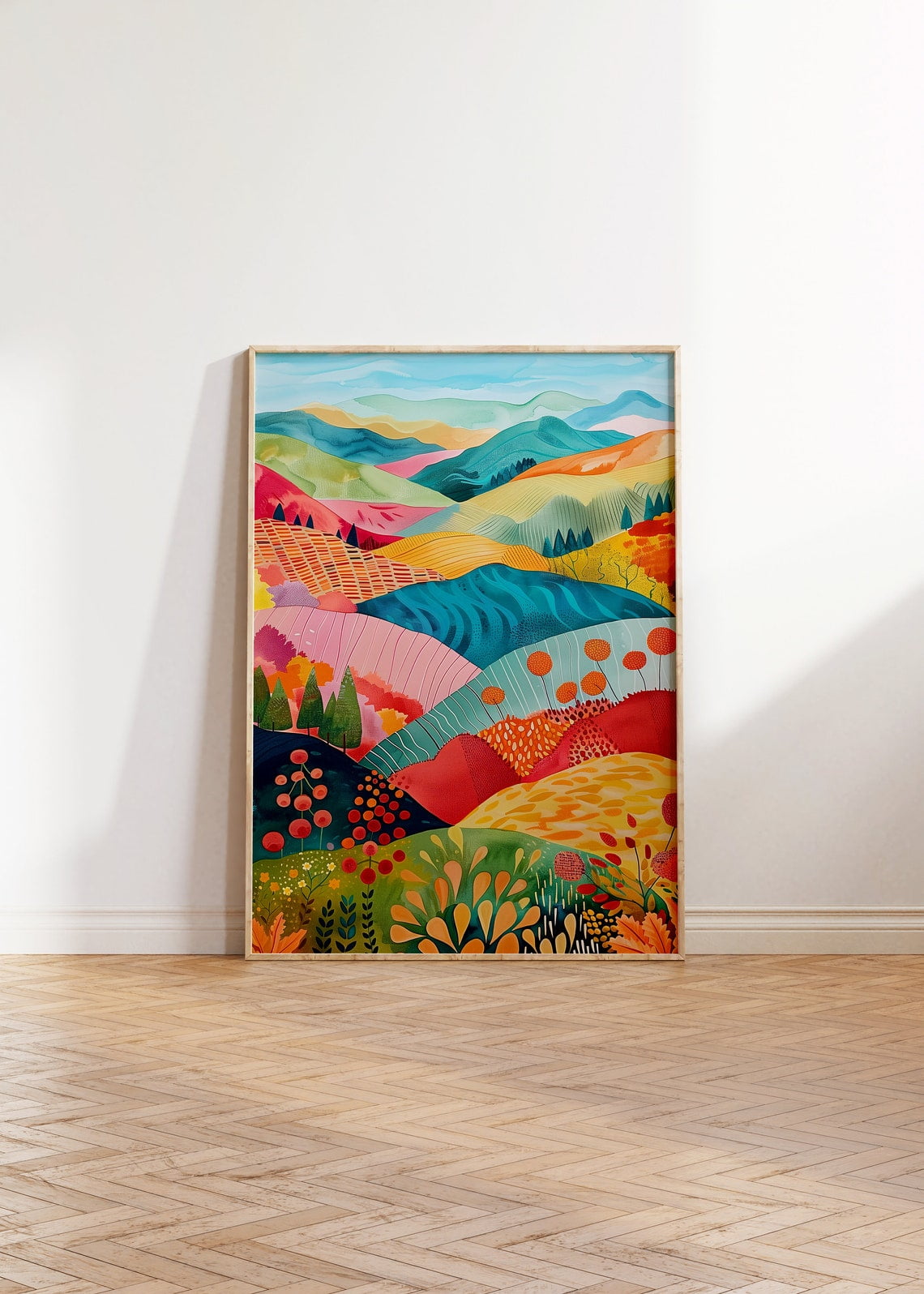 Colorful Scenery Wall Art, Mountains Landscape Art, Bright Summer ...