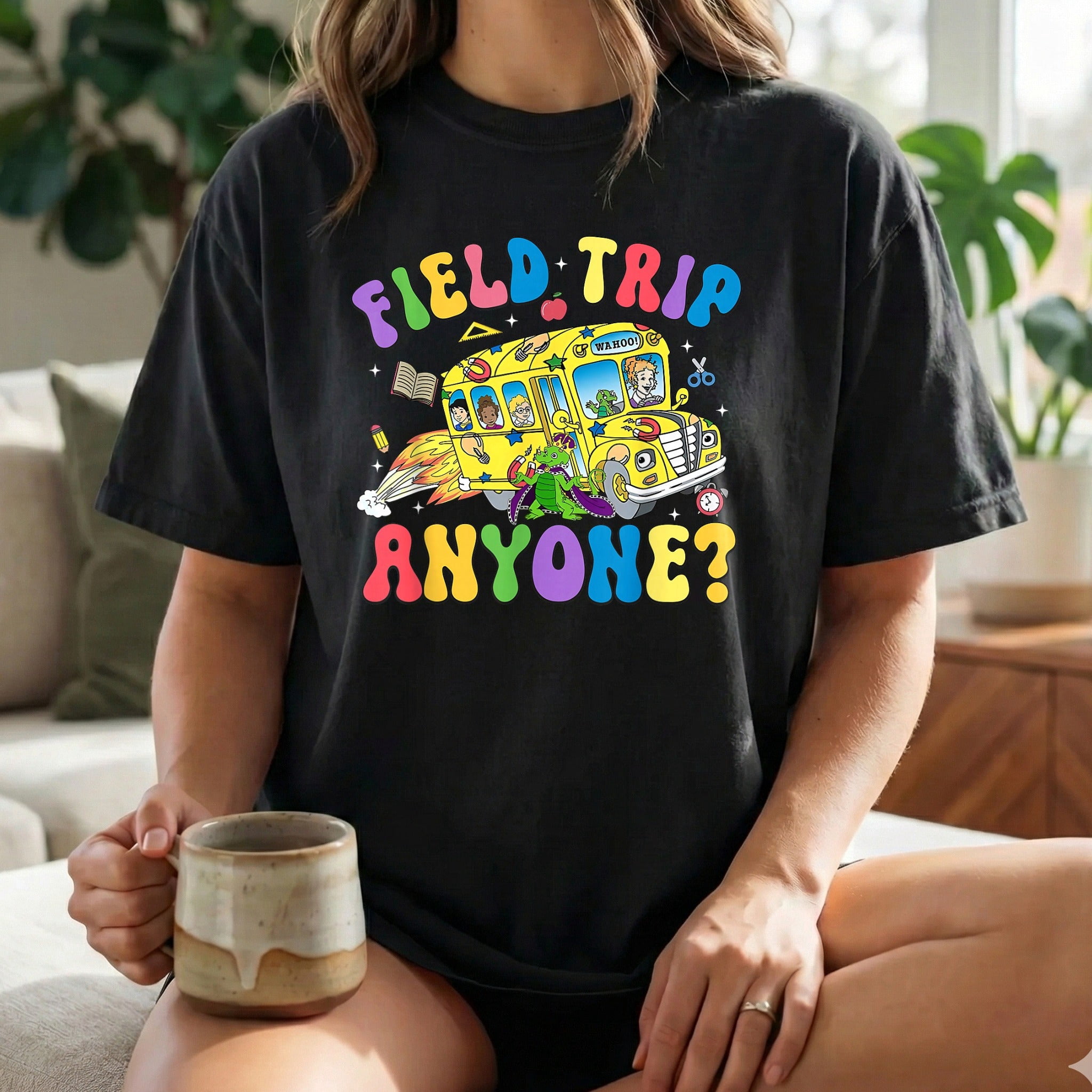 Colorful School Bus Graphic Comfort Colors T-Shirt for Fun Field Day ...