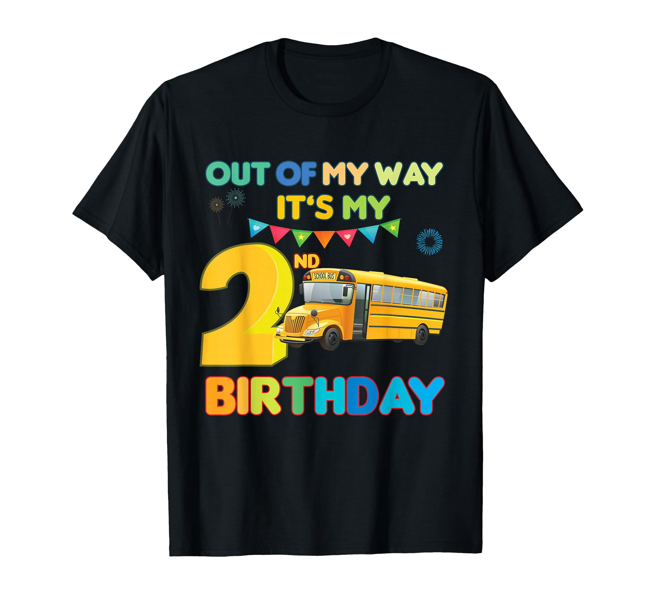Colorful School Bus Graphic T-Shirt for 2nd Birthday Celebration ...