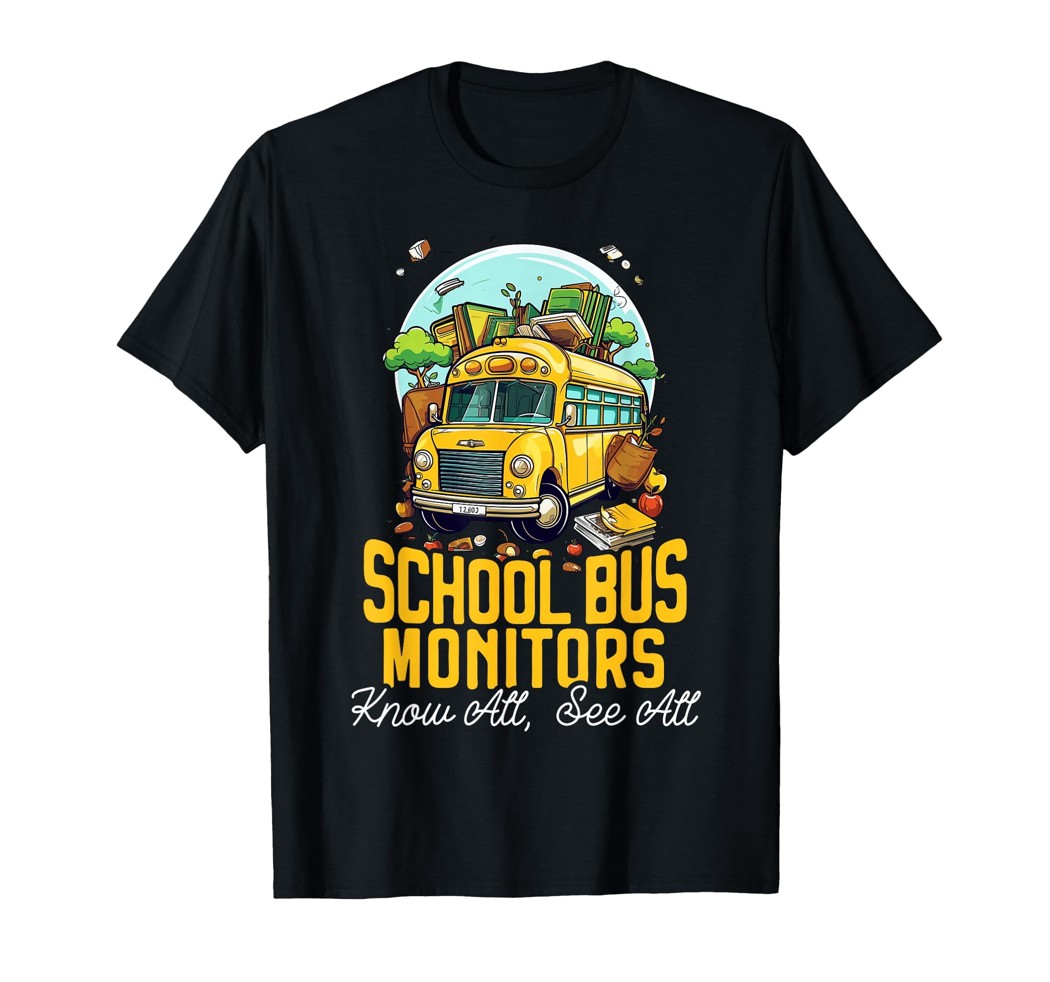 Colorful School Bus Illustration T-Shirt for Bus Monitors and ...
