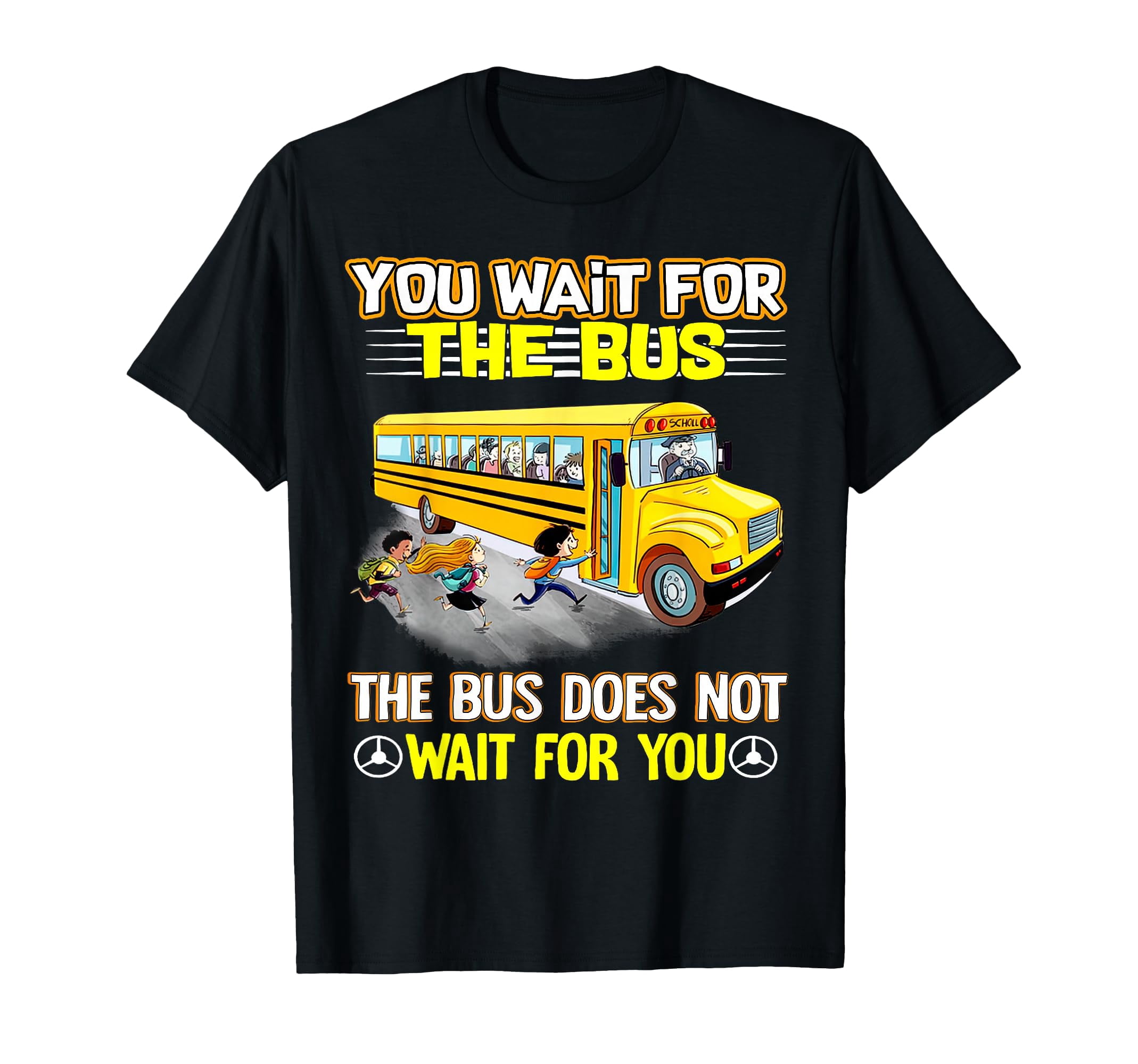 Colorful School Bus Illustration T-Shirt for Promoting Safety and ...