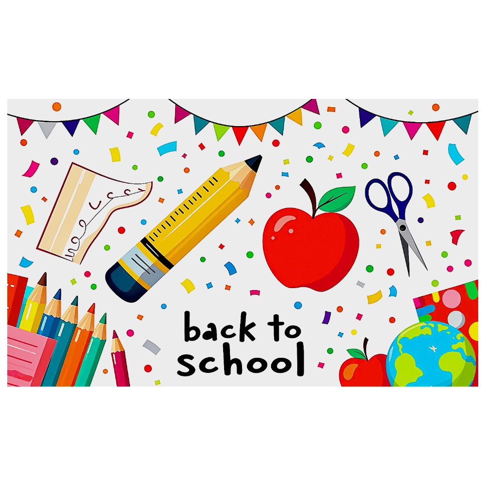 Colorful School Supplies Themed Backdrop Banner for Back to School ...