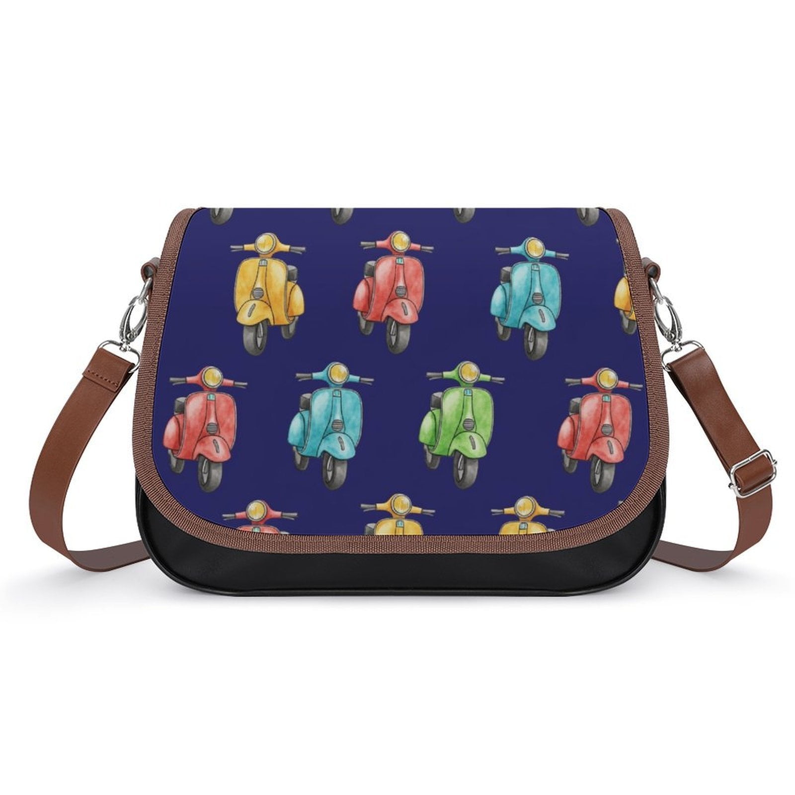 Colorful Scooters Pattern Background Vintage Crossbody Bag For Women ...