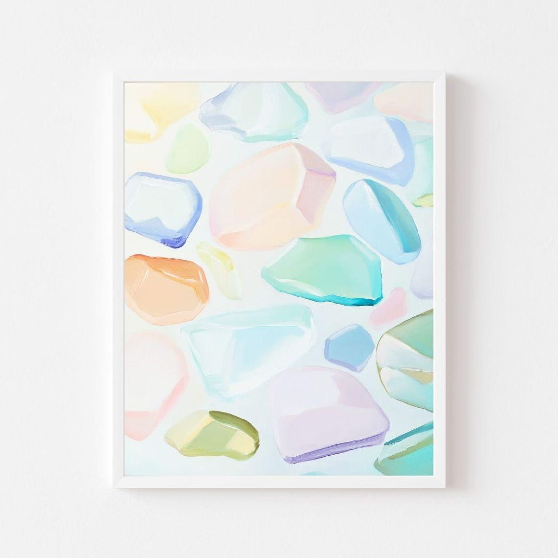 Colorful Sea Glass Wall Art Print Girly Beach House Painting Coastal ...