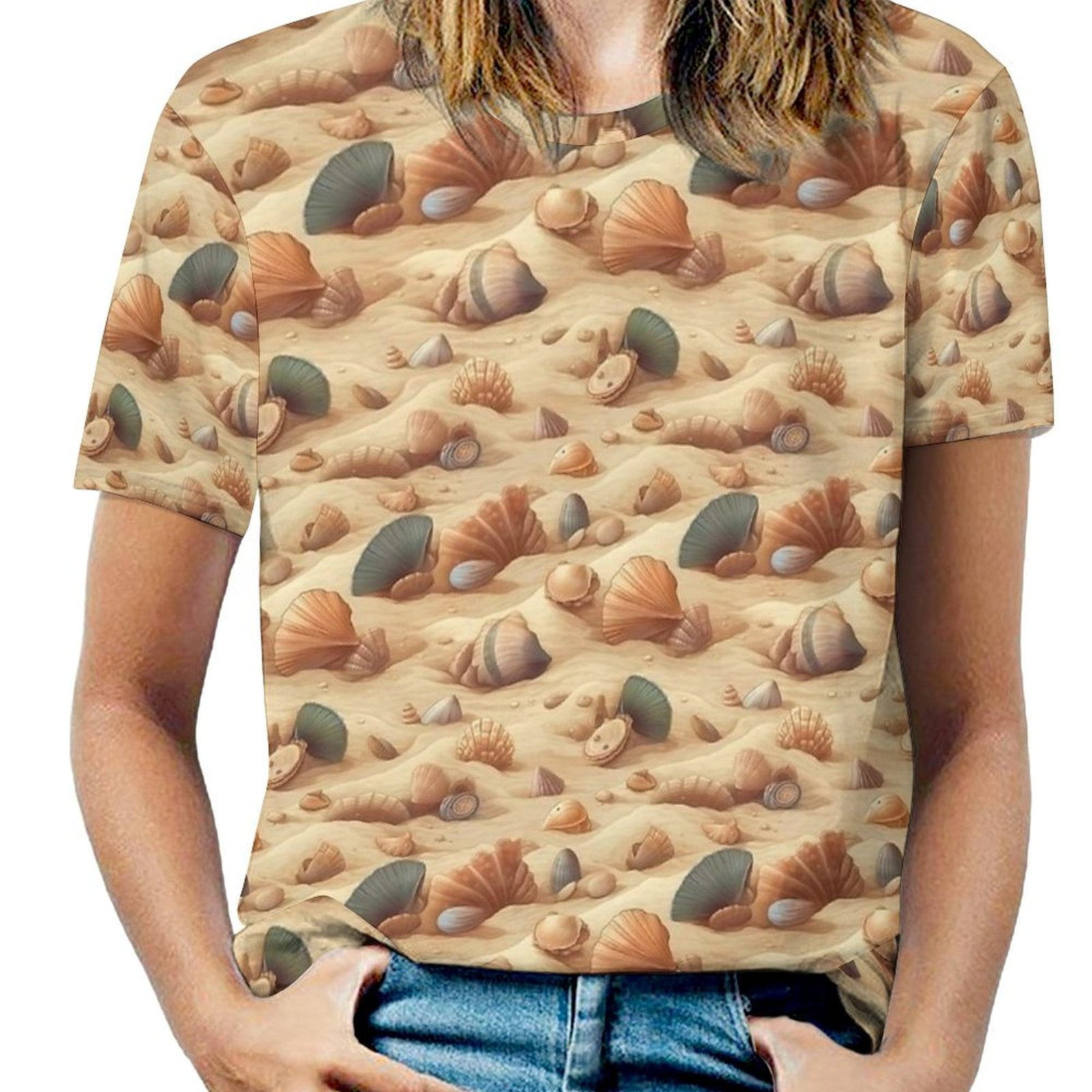 Colorful Sea Shells T-Shirt O Neck Oversize T Shirts Short-Sleeve ...
