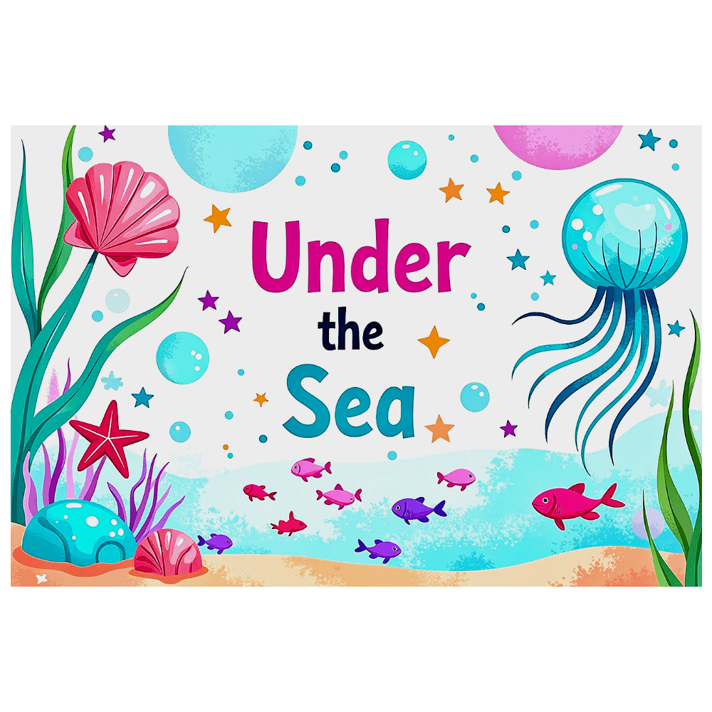 Colorful Under the Sea Themed Backdrop Banner with Shells Starfish ...