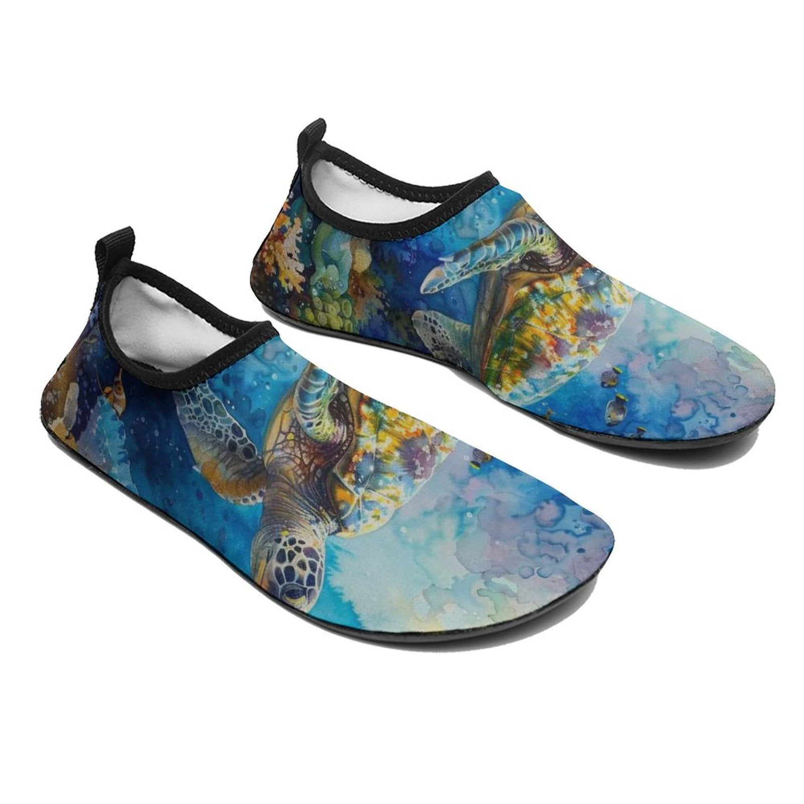 Colorful Sea Turtle Swimming Among Vibrant Coral Reef Water Shoes Beach ...