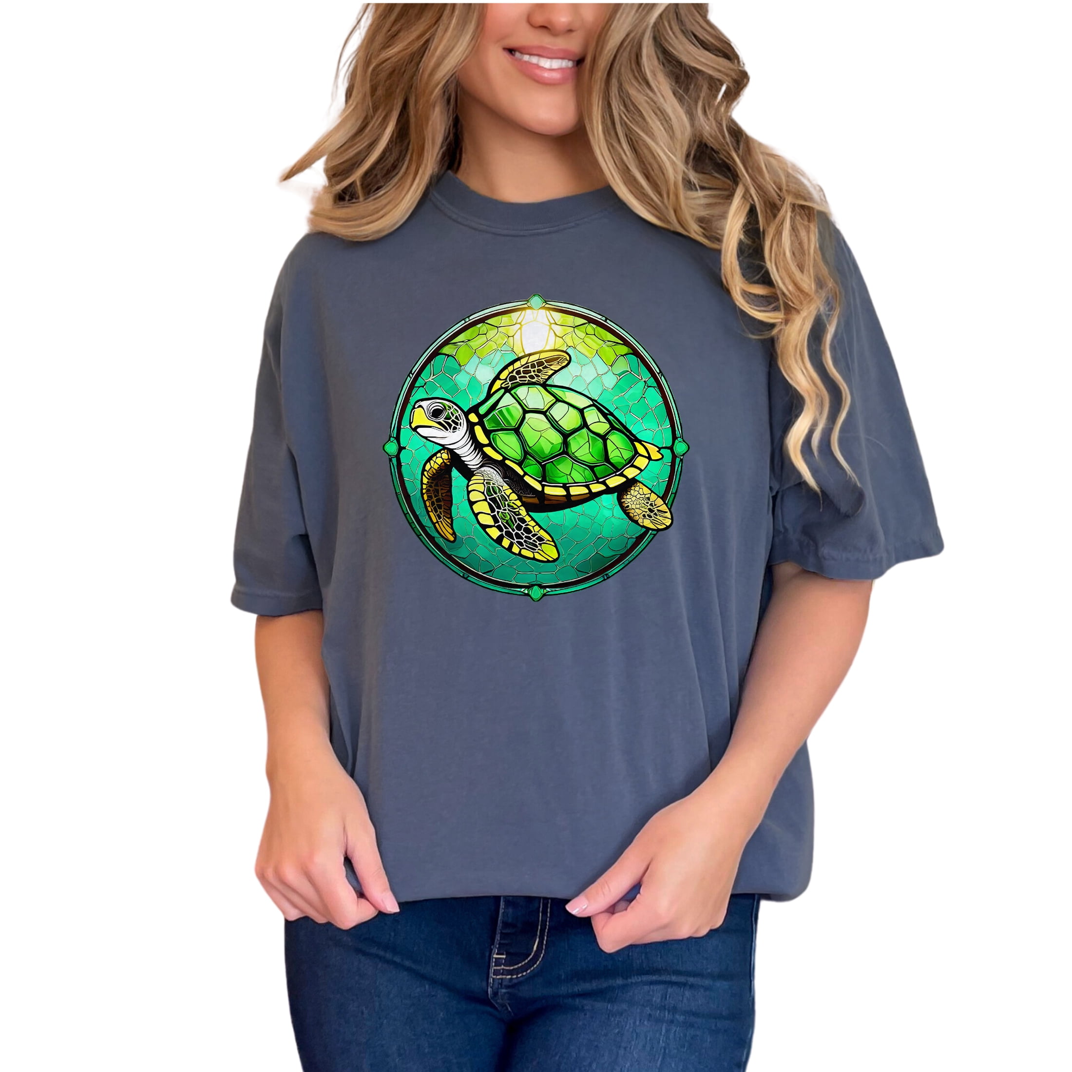 Colorful Sea Turtle T-Shirt, Unique Turtle Graphic Tee, Artistic Ocean ...
