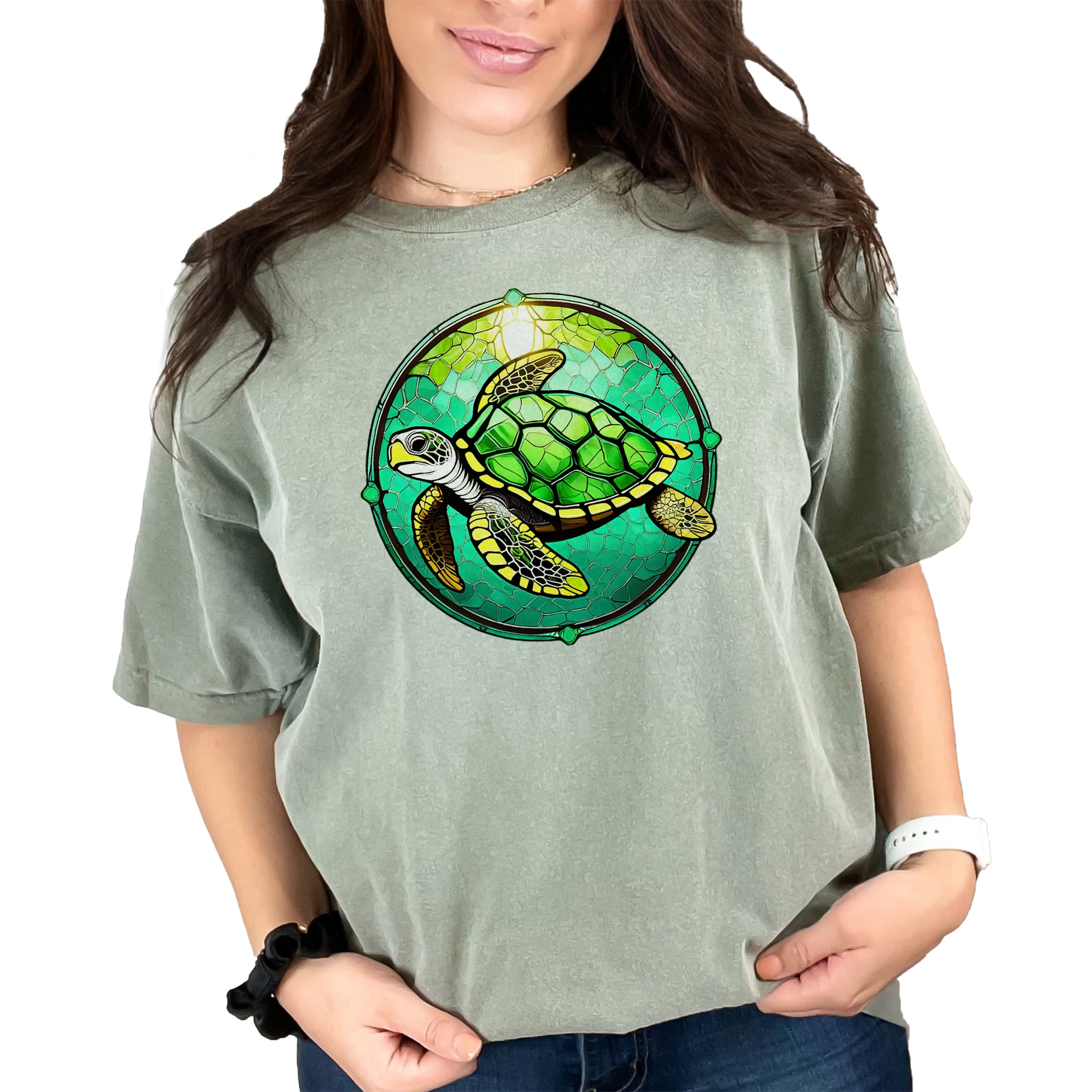 Colorful Sea Turtle T-Shirt, Unique Turtle Graphic Tee, Artistic Ocean ...