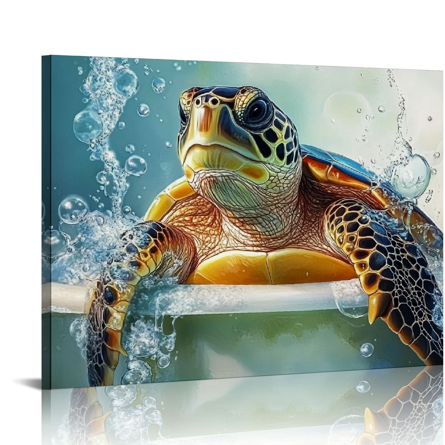 : Colorful Sea Turtle in Bathtub - Vibrant Print for Modern Home ...