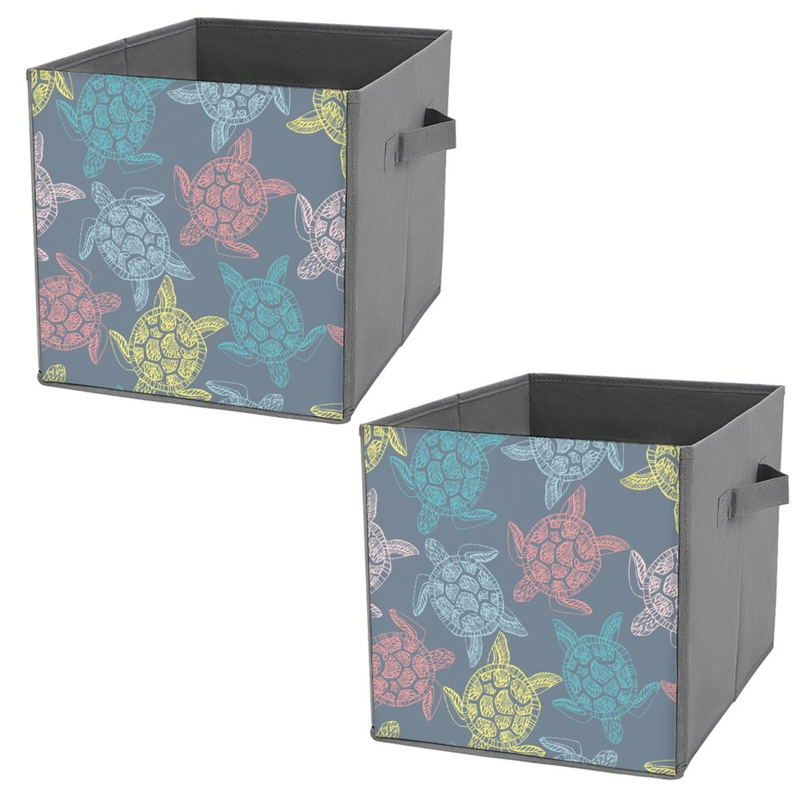 Colorful Sea TurtleStorage Box With Easy Carry Handle, Collapsible ...