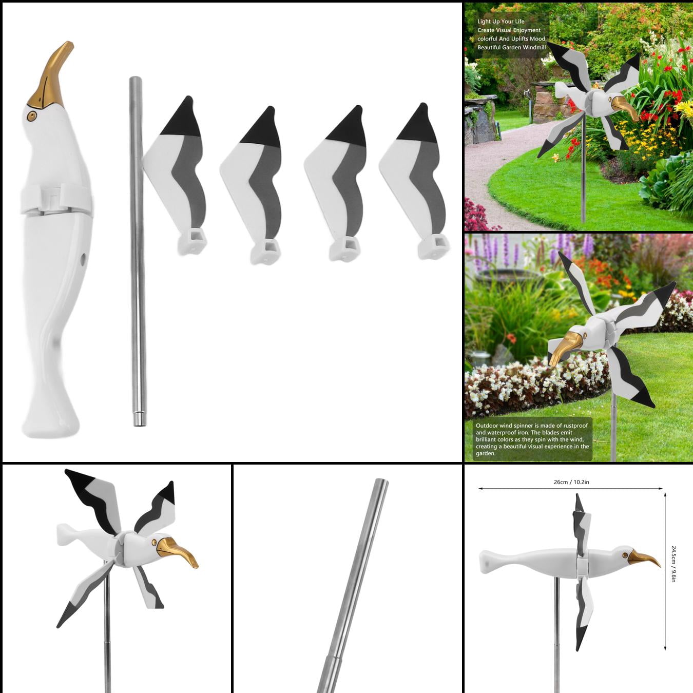 Colorful Seagull Wind Spinner, Weatherproof Garden Decor For Patios ...