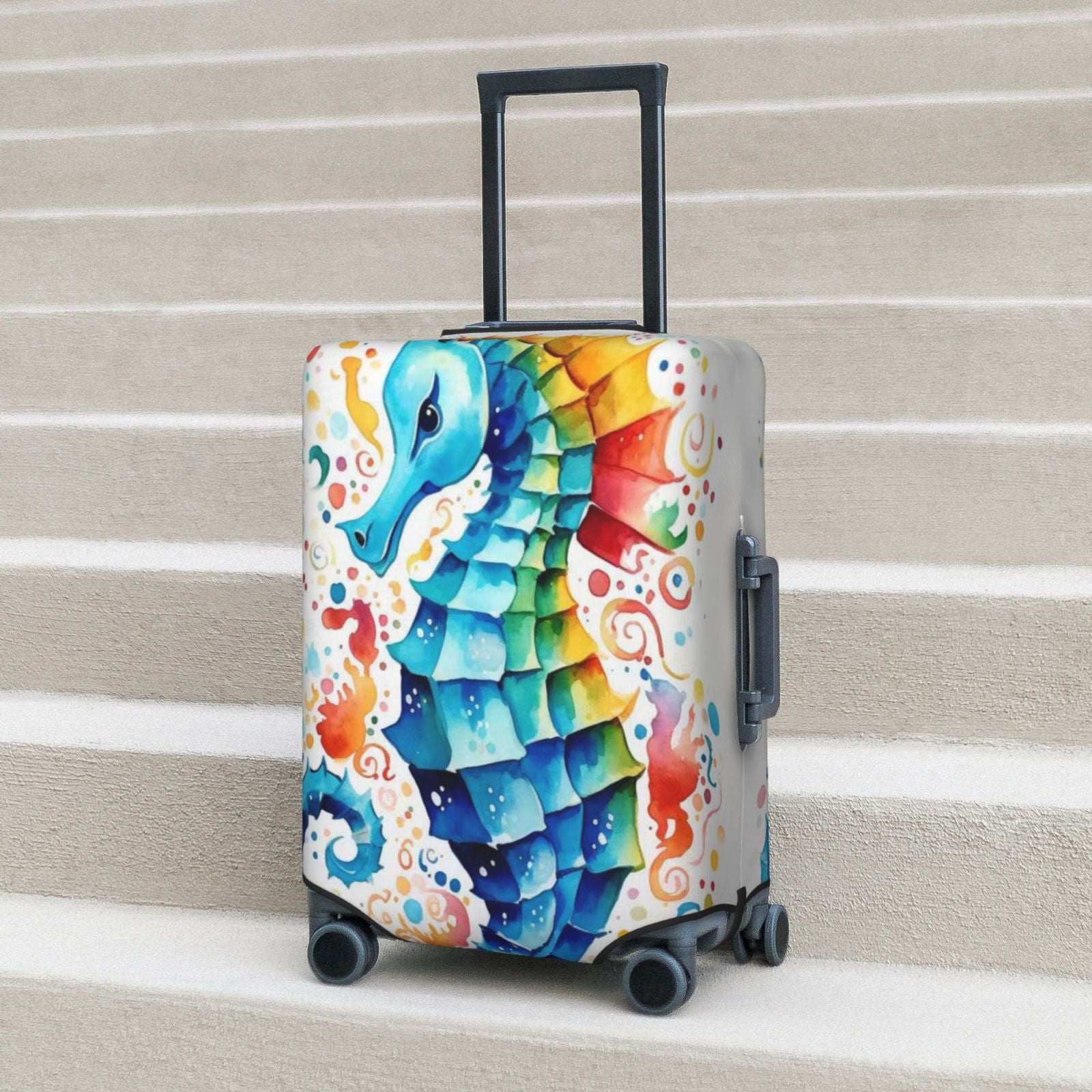 Colorful Seahorse Watercolor Luggage Covers Suitcase Cover Fashion ...