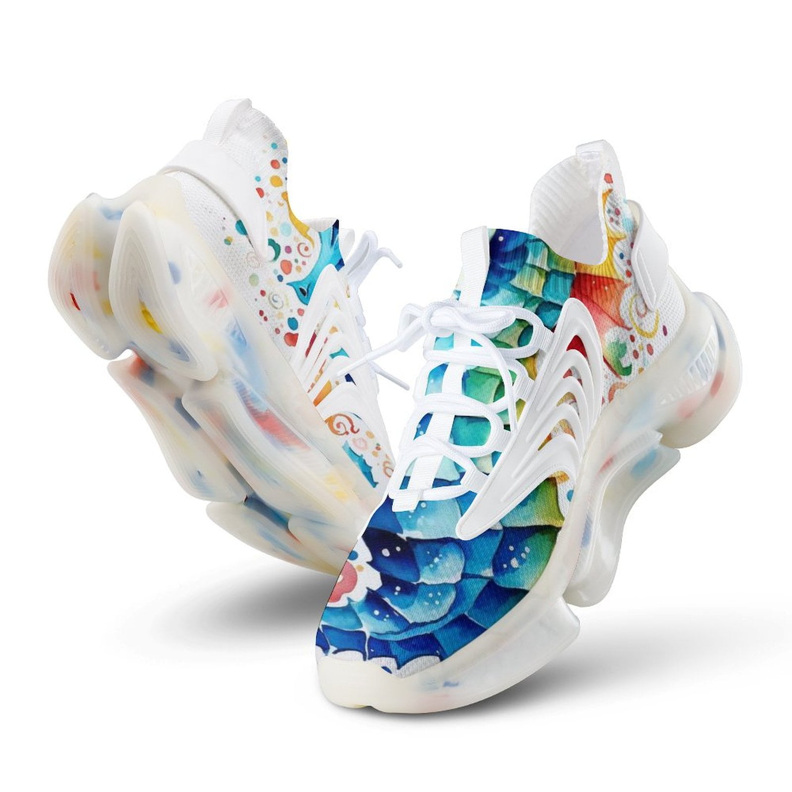 Colorful Seahorse Watercolor Walking Shoes for Men Woman Lightweight ...