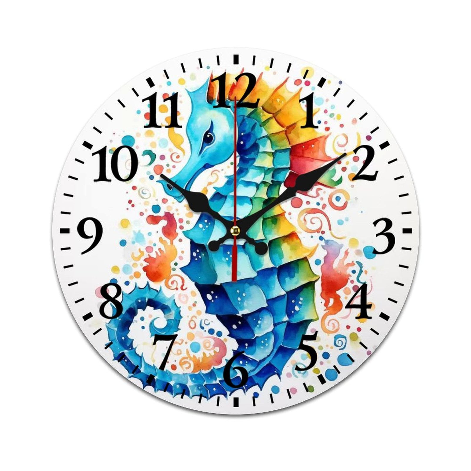 Colorful Seahorse Watercolor Wall Clock Modern Design Clocks Wall ...